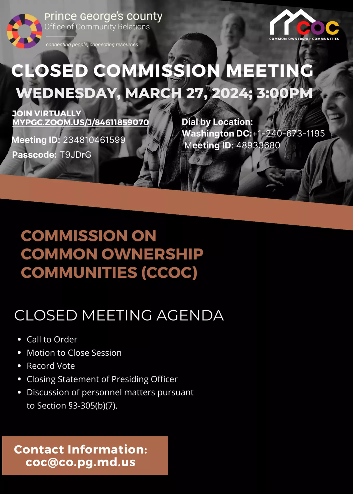 CCOC Closed March Meeting | Prince George's County
