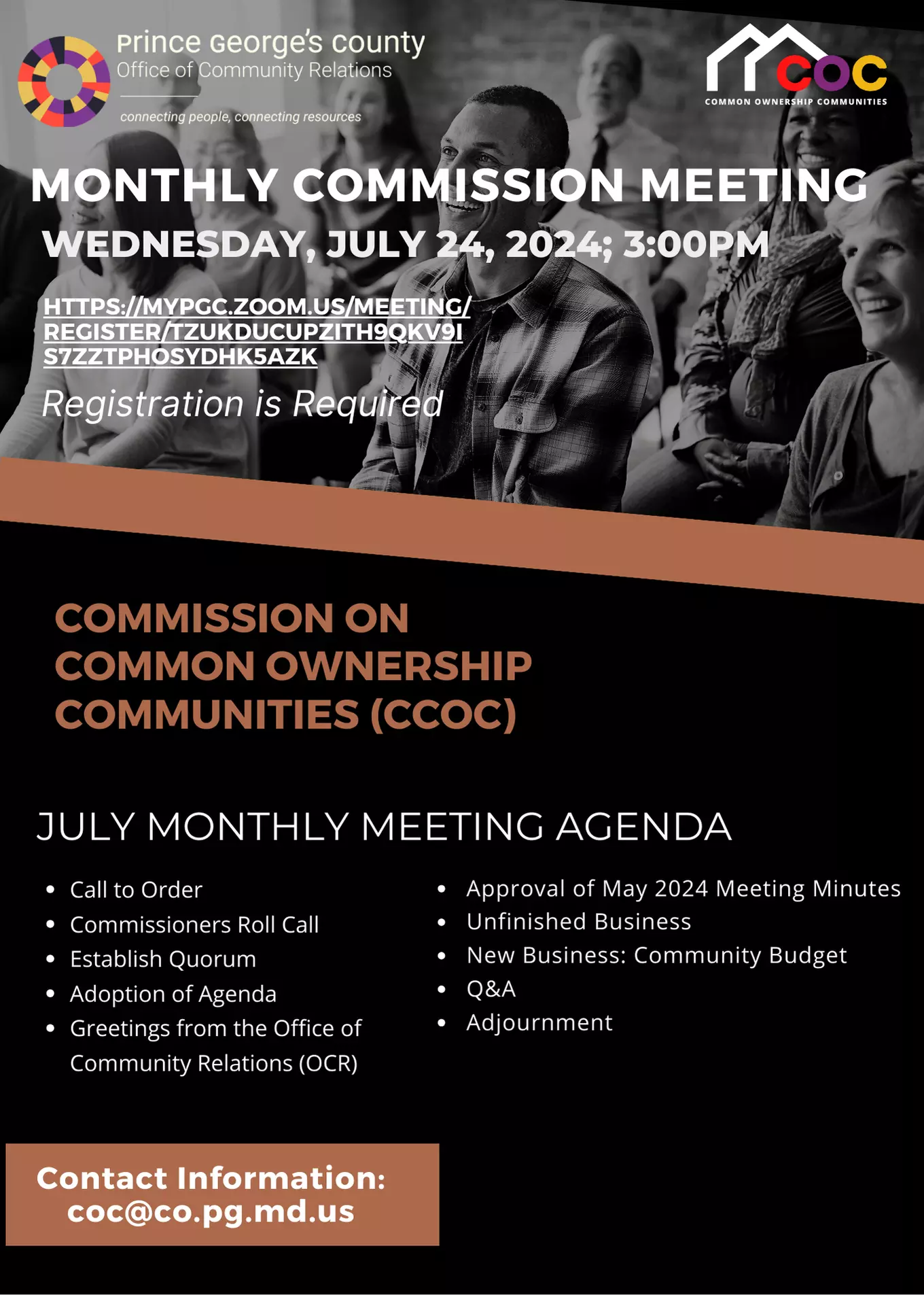 Commission on Common Ownership Communities (CCOC) July Monthly Meeting ...