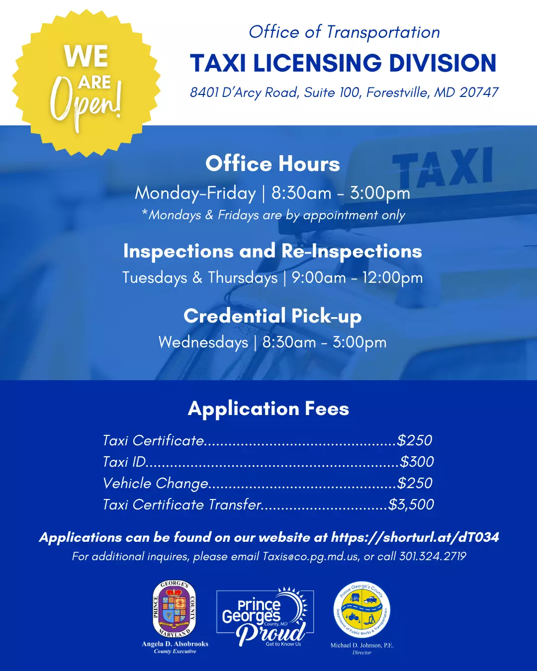 Taxi Licensing | Prince George's County